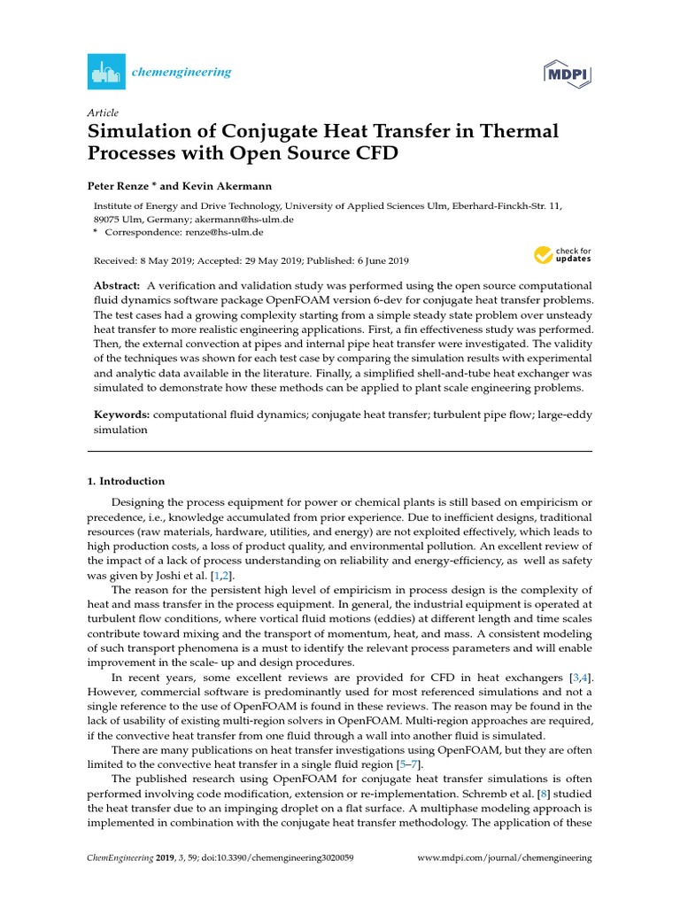Simulation of Conjugate Heat Transfer in Thermal Processes With Open ...