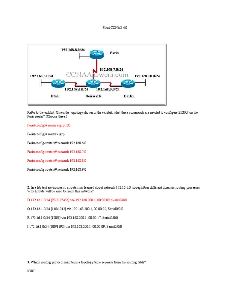 Final CCNA2 4 | PDF | Routing | Router (Computing)