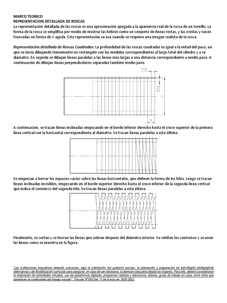 Dibujo Técnico de Roscas Cuadradas y Acme | PDF | Triángulo | Rectángulo