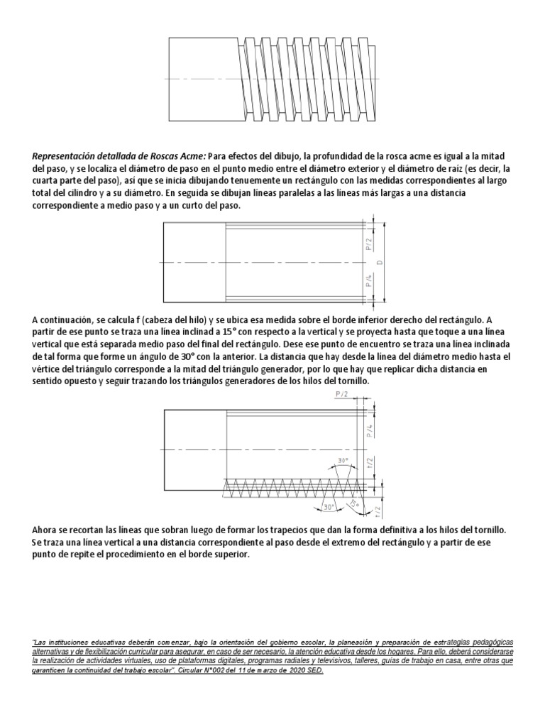Dibujo de Rosca Acme | PDF | Rectángulo | Triángulo