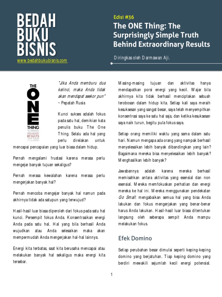 Edisi 36 The One Thing | PDF