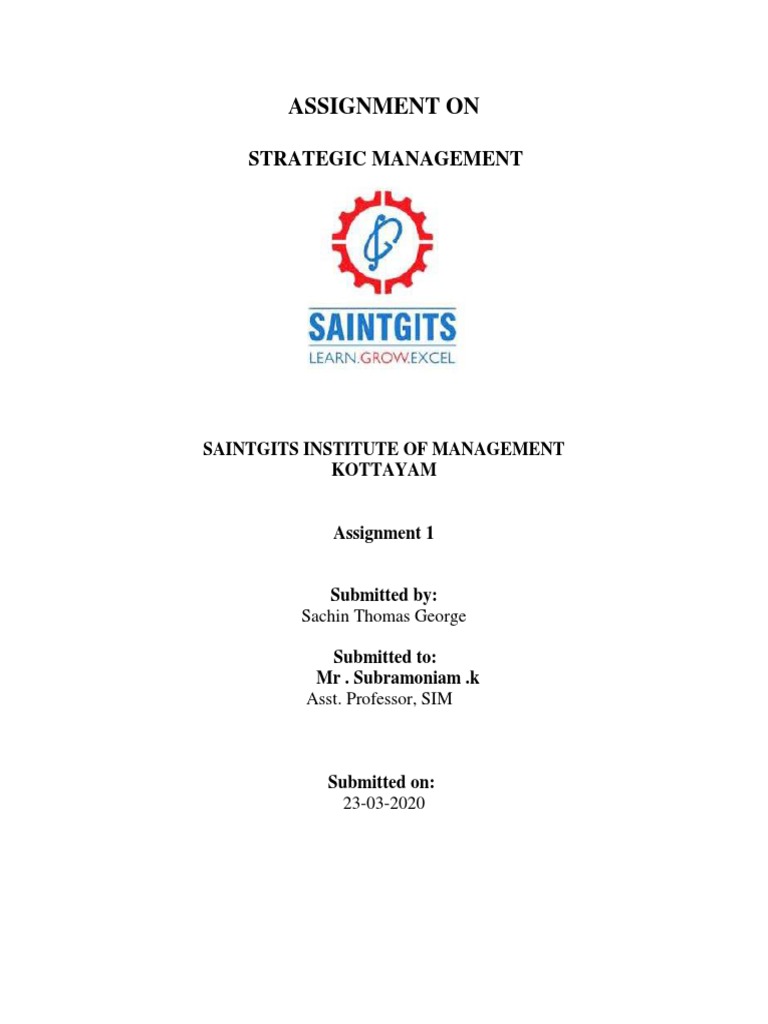 Strategic Management Assignment | PDF