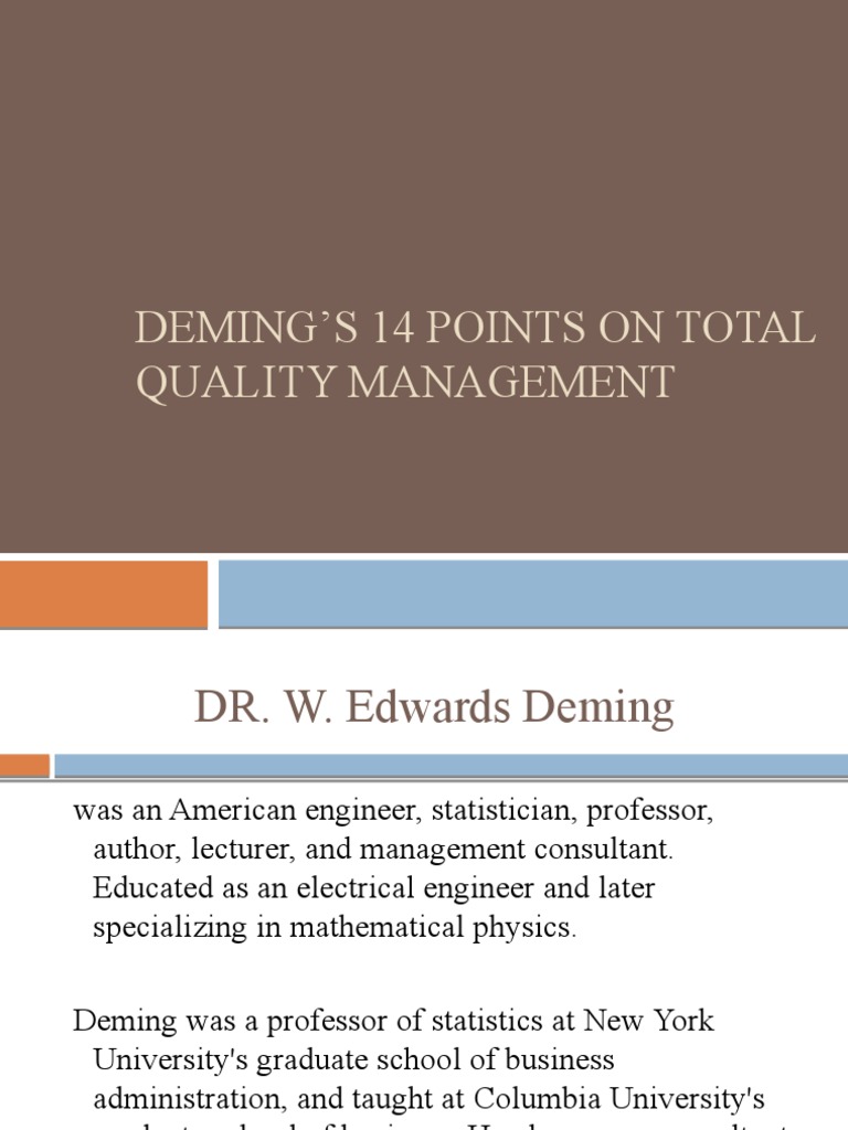 Deming'S 14 Points On Total Quality Management | PDF | Quality ...