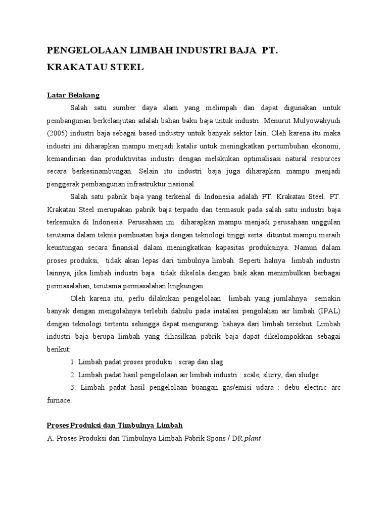 Pengelolaan Limbah Baja PT. Krakatau Steel | PDF