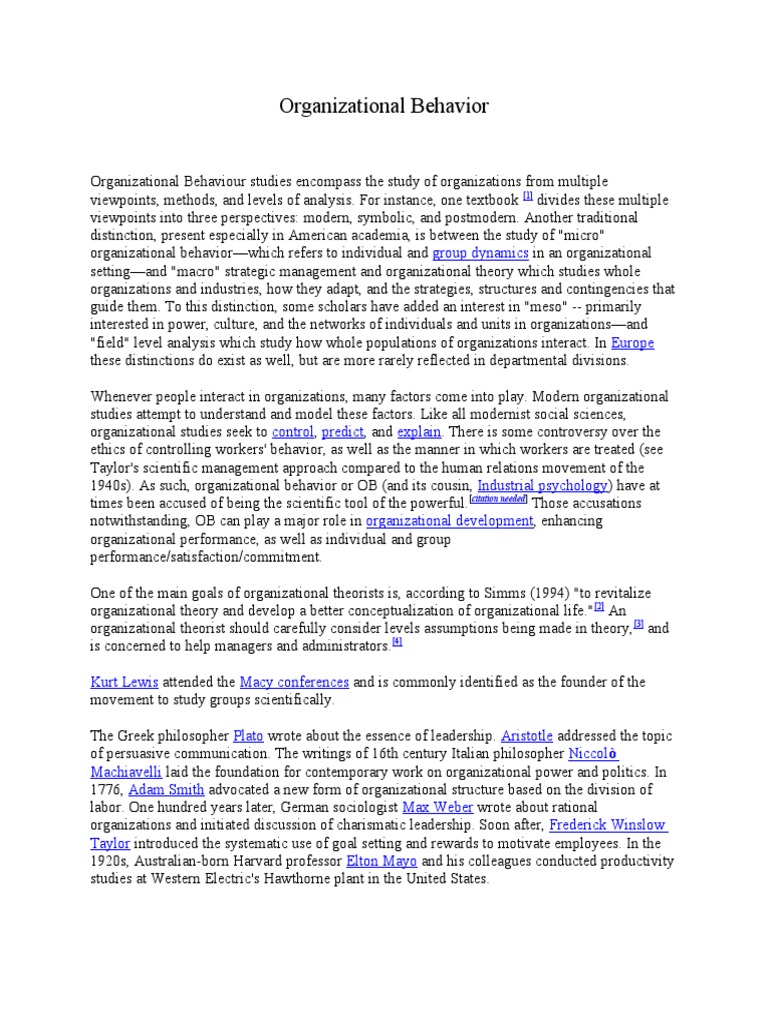 Organizational Behavior | PDF | Organizational Behavior | Systems Theory