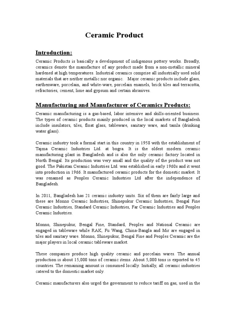 Report For Export Ceramic Products | PDF | Porcelain | Pottery
