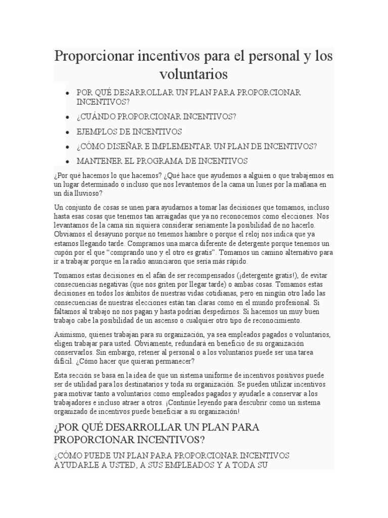Plan de Incentivos | PDF | Presupuesto | Business