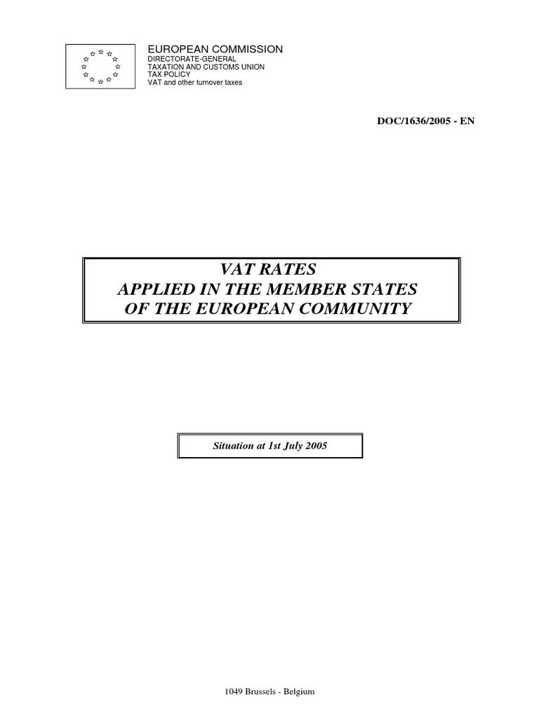 Vat Rates Applied in The Member States of The European Community | PDF ...