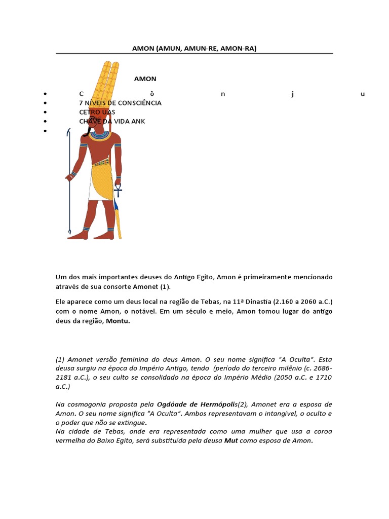 AMON | PDF | Antigo Egito | Deus