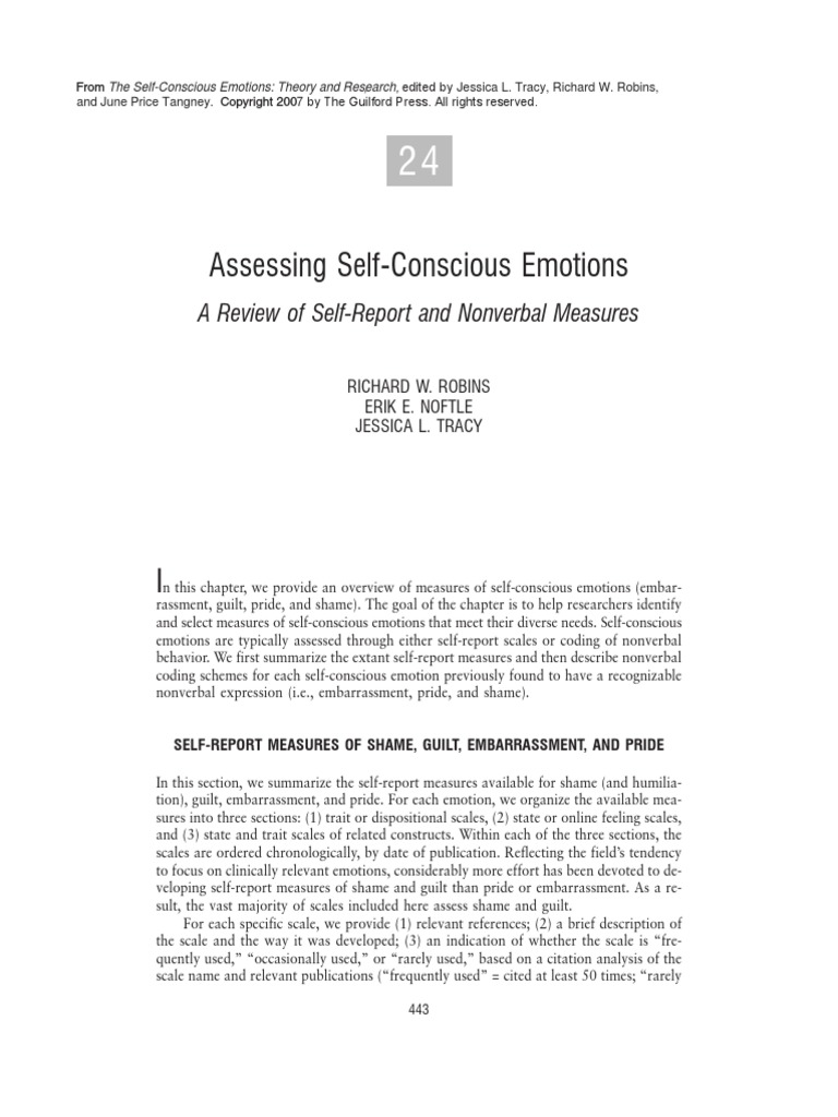 Assessing Self-Conscious Emotions: A Review of Self-Report and ...