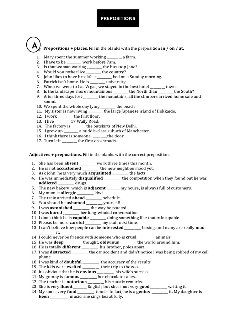 Prepositions THIRD YEAR | PDF