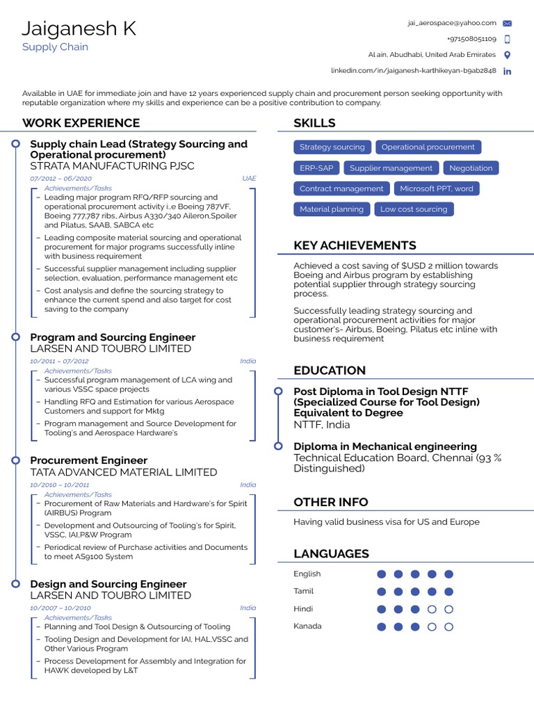 Jaiganesh.k Resume PDF | PDF | Procurement | Supply Chain