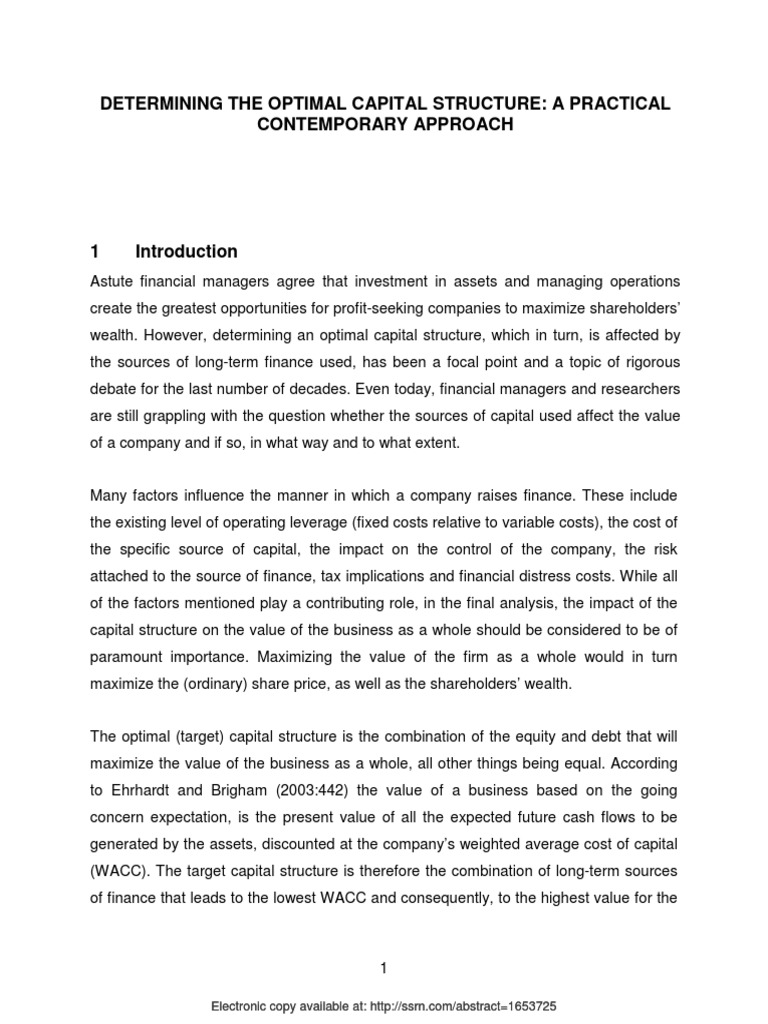 Capital Structure Study | PDF | Capital Structure | Cost Of Capital
