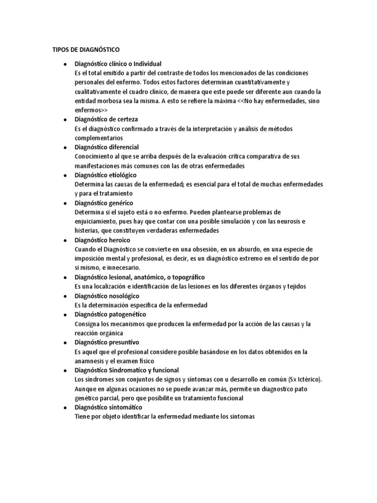 Tipos de Diagnóstico. | PDF | Diagnostico medico | Medicina