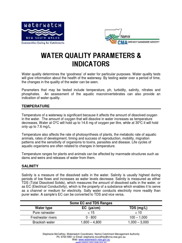 Water Quality Parameters Overview | PDF