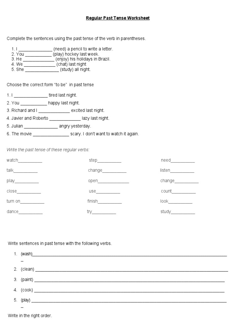 Regular Past Tense Practice Worksheet | PDF