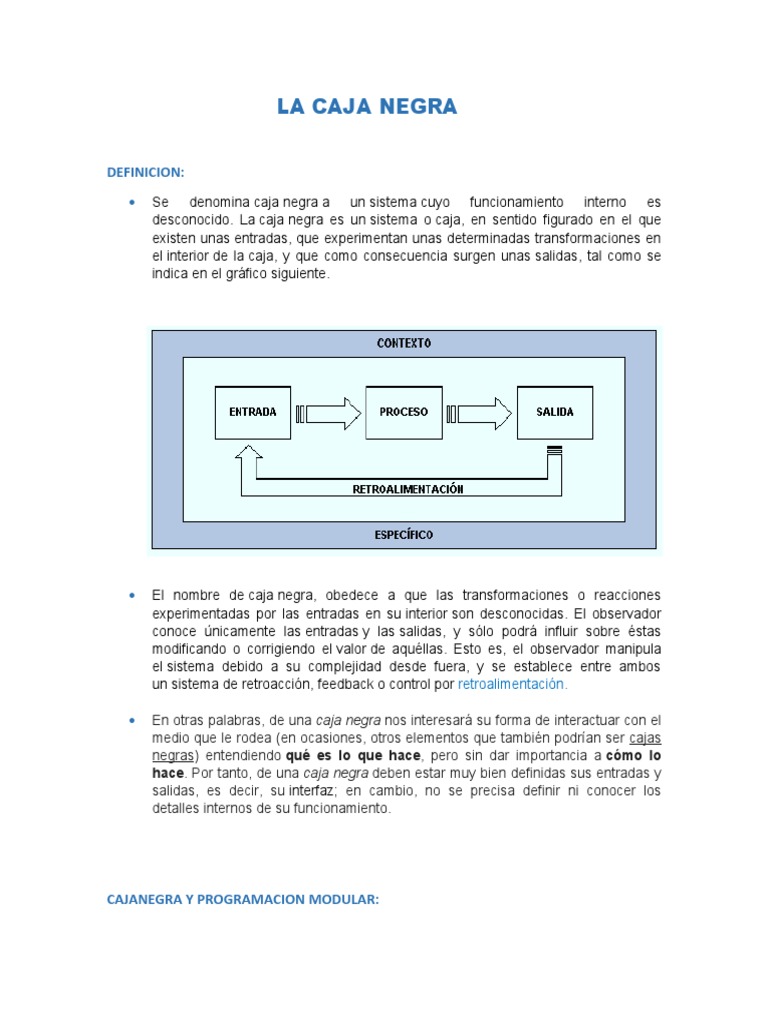 Definición y ejemplos de la metodología de caja negra para el análisis ...