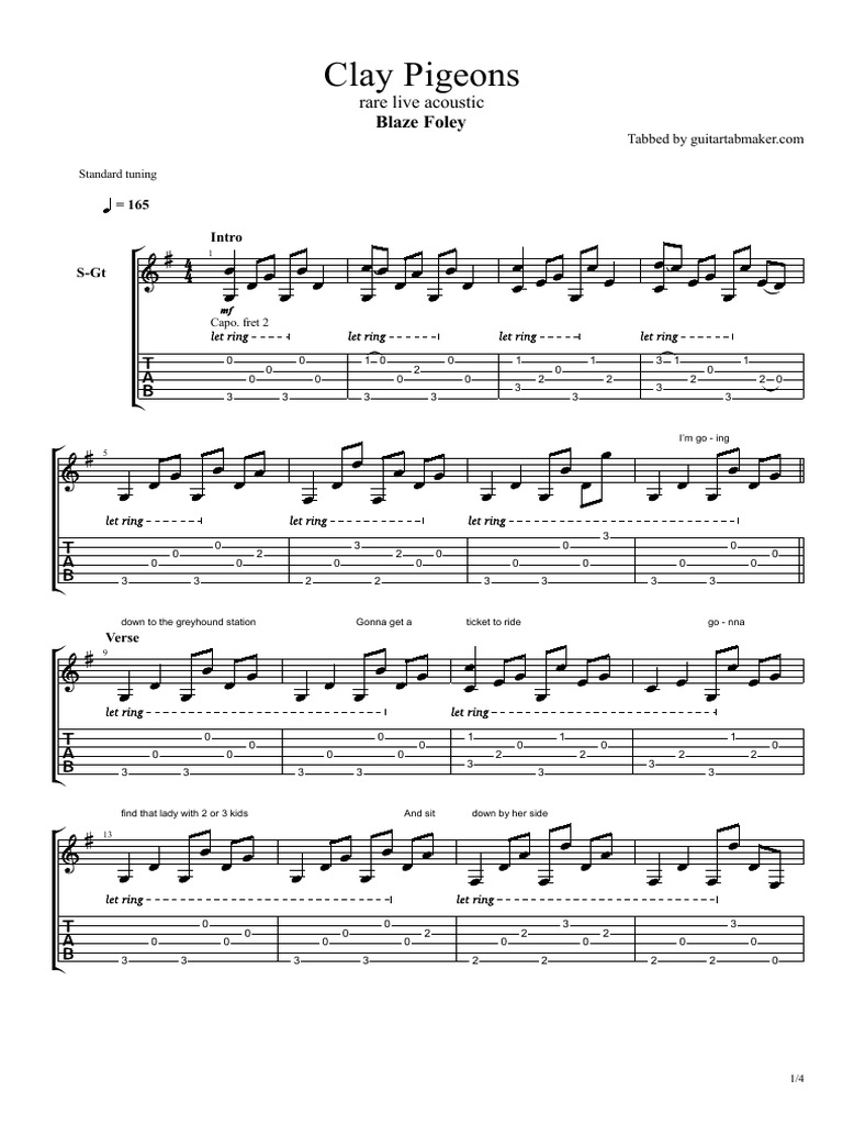 Blaze Foley - Clay Pigeons | PDF | Guitar Family Instruments | String ...