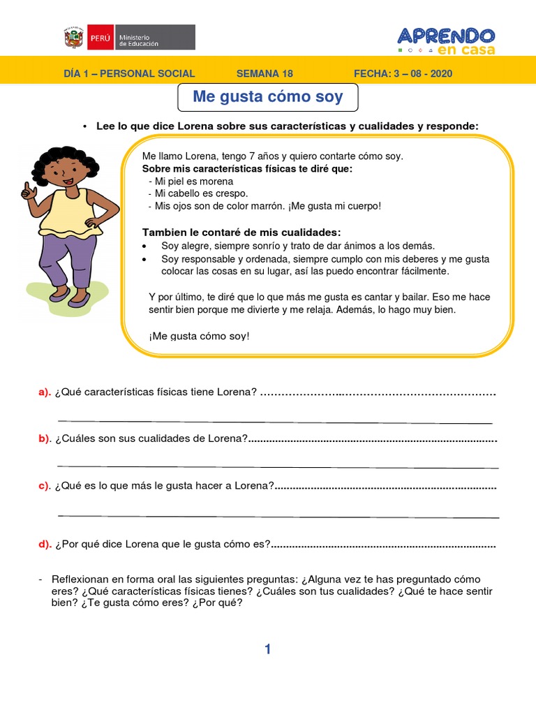 Día 1-Personal - Me Gusta Como Soy | PDF