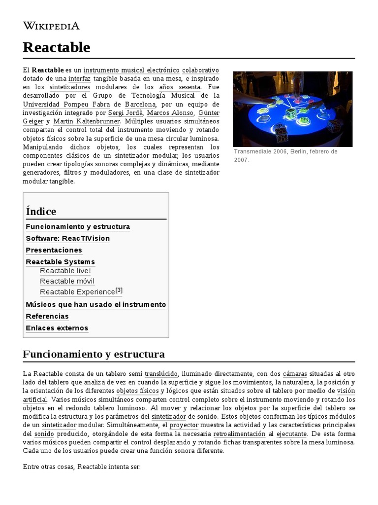 Reactable | PDF | Informática y tecnología de la información | Science