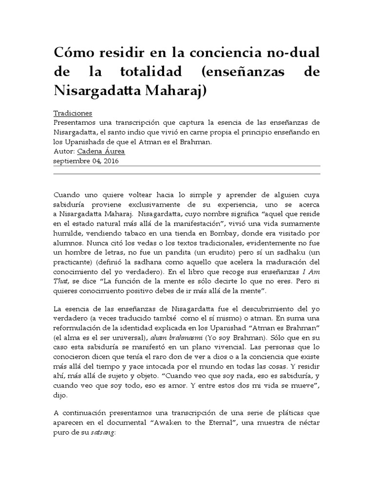 Cómo Residir en La Conciencia No | PDF | Mantman (hinduismo) | Conocimiento