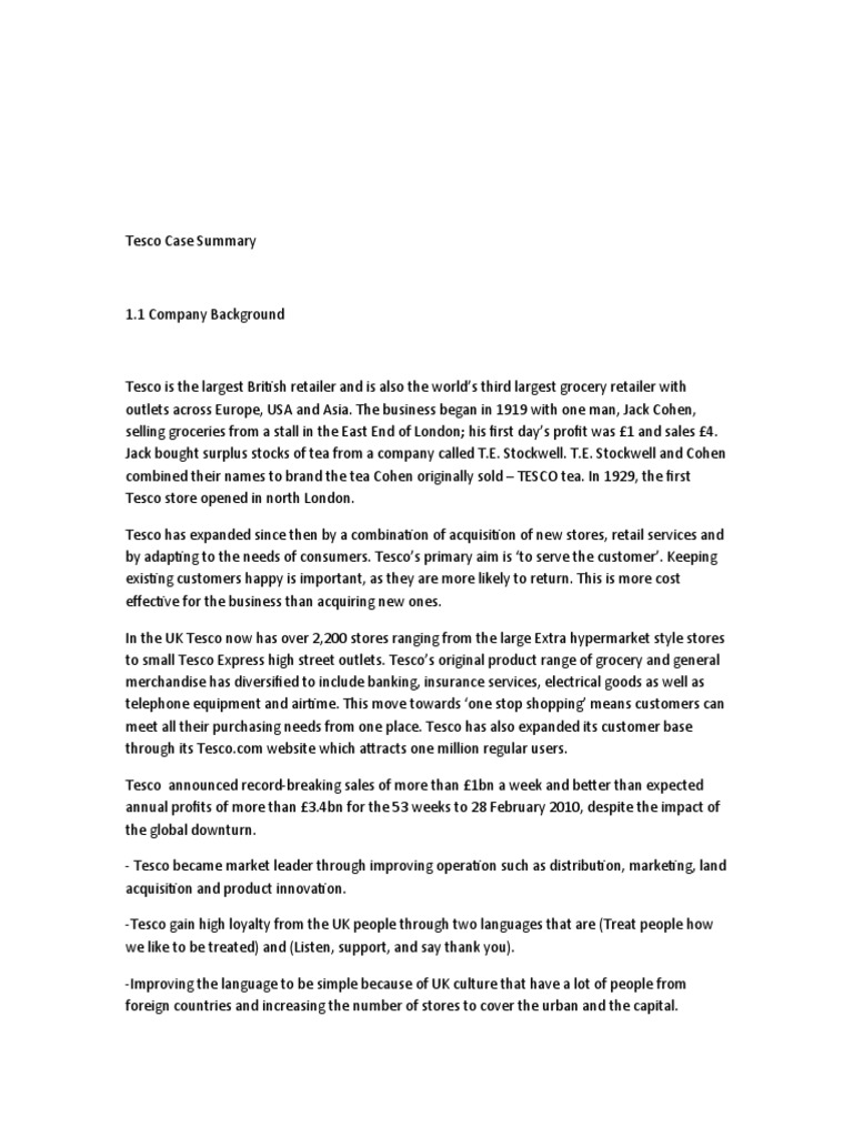 IB Case Study | PDF | Tesco | Retail