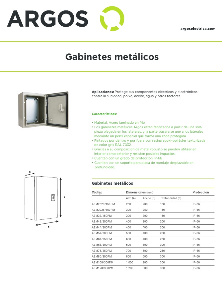 Gabinetes Metálicos Argos: Medidas y Características | PDF