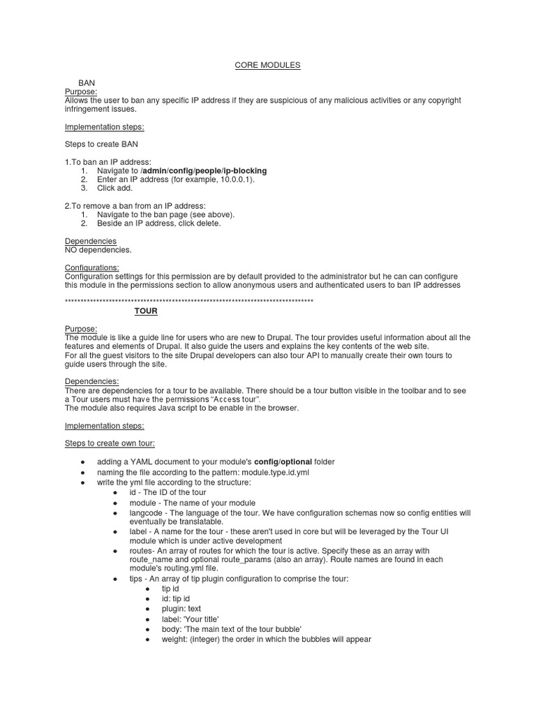 Core Modules | PDF | Drupal | Information Technology