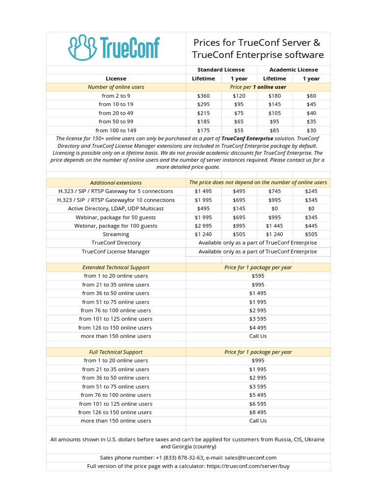 TrueConf Pricing for Businesses | PDF | Session Initiation Protocol ...