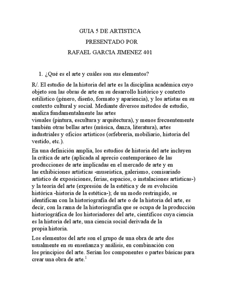Guia 5 de Artistica Respondida | PDF | Historia del Arte | Estética