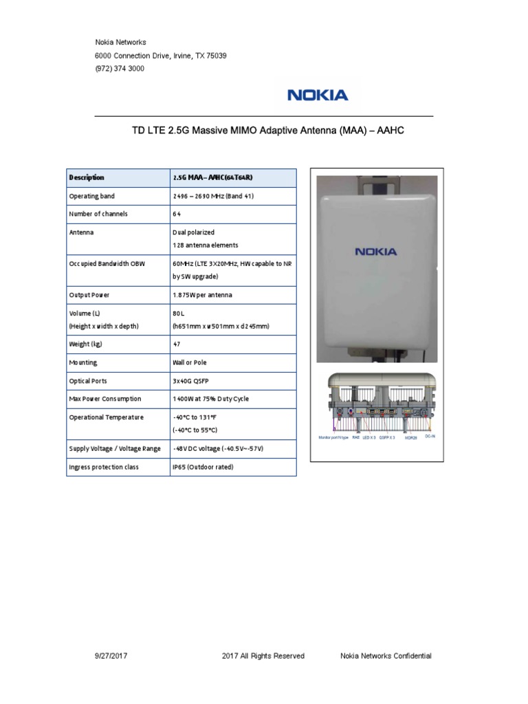 Nokia 2.5G MAA AAHC Antenna Specs | PDF