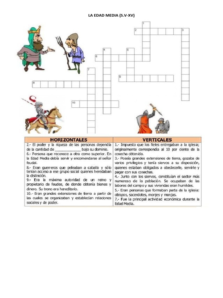 Crucigrama Edad Media | PDF