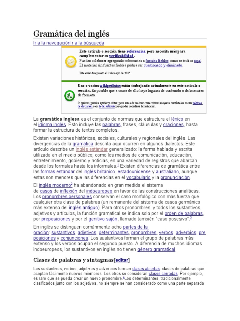 Gramática Del Inglés | PDF | Palabra | Sustantivo