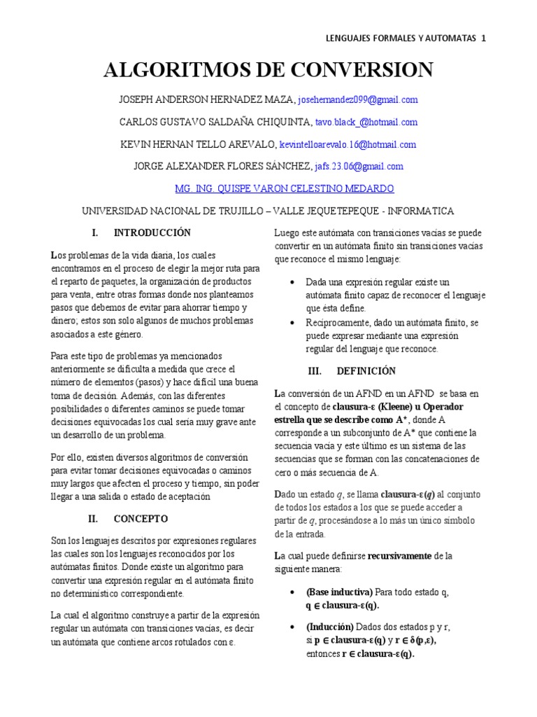 Algoritmos de Conversion (Afnd-Afd) | PDF | Modelos de computación | Teoría de la computación