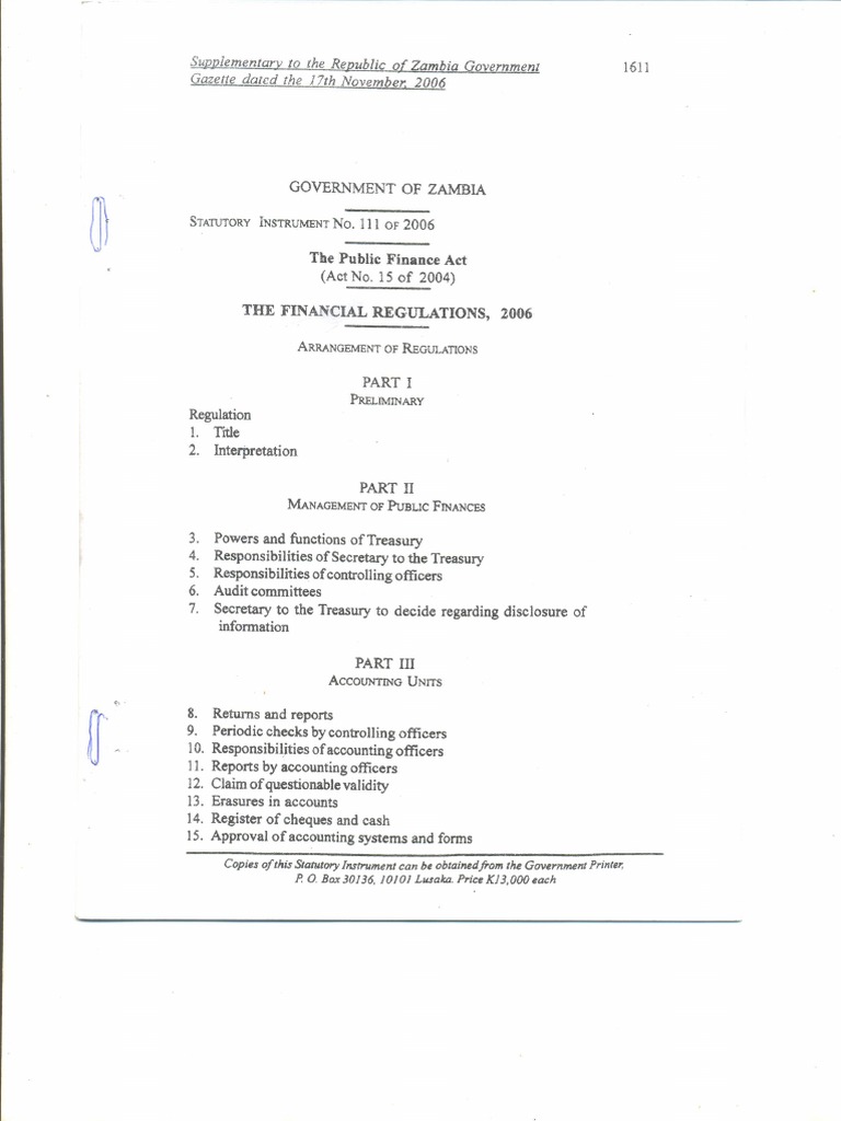Financial Regulations Si - 111 - 2006 | PDF