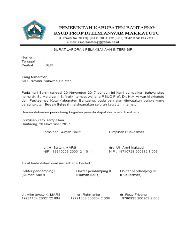 Surat Selesai Internship | PDF