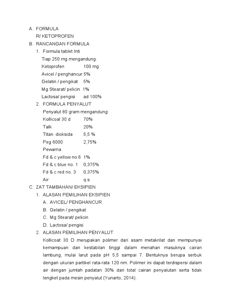 Formula Tablet Enterik | PDF