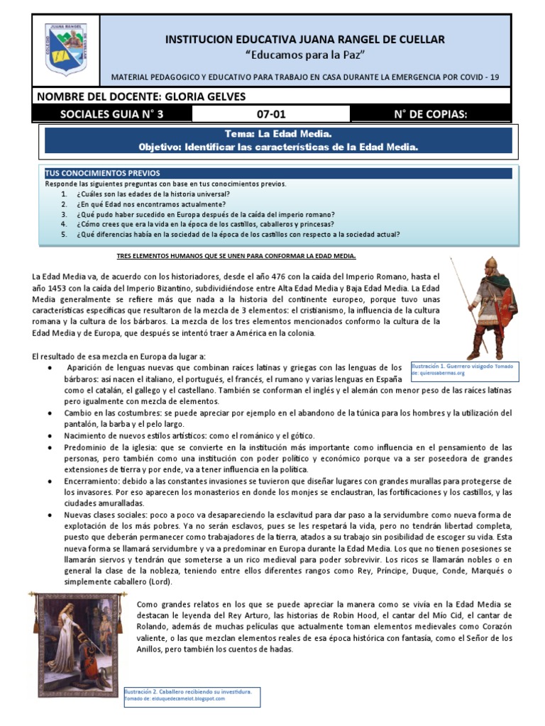 3 Guia Sociales 7° Edad Media | PDF | Edades medias | Feudalismo