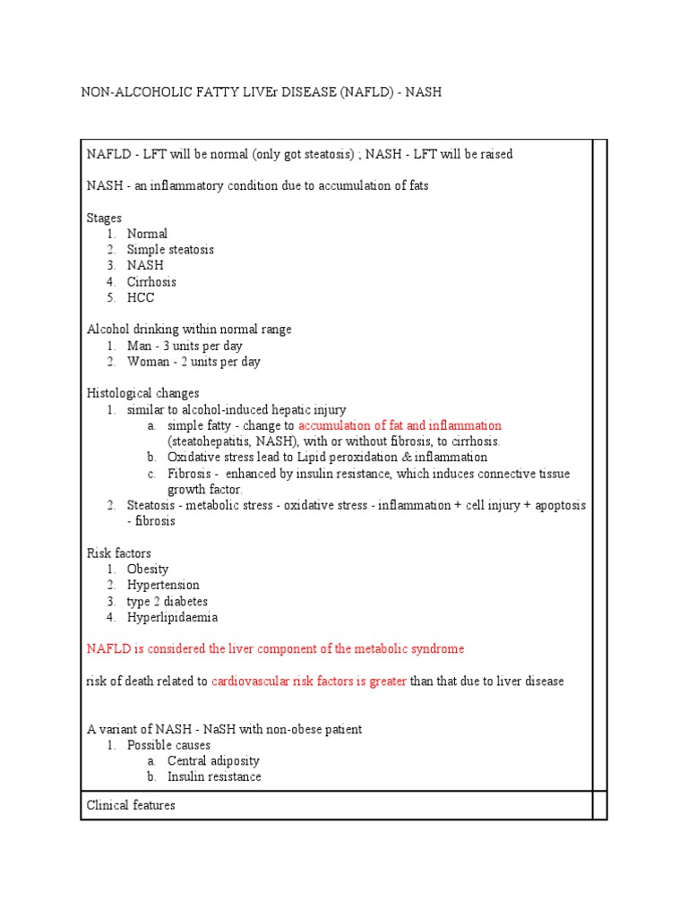 NON-ALCOHOLIC FATTY LIVEr DISEASE (NAFLD) - NASH | PDF | Medical ...