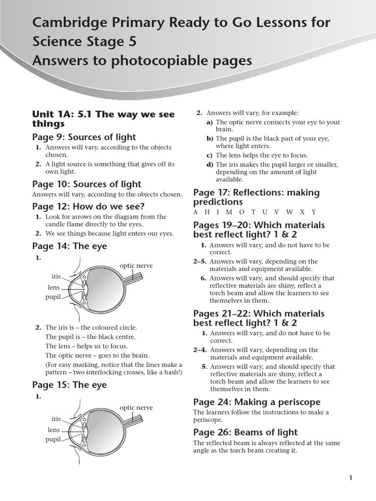 Ready To Go Lessons For Science Stage 5 Answers PDF | PDF | Night | Flowers