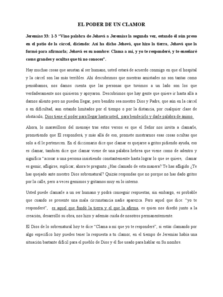 El Poder de Un Clamor | PDF | Jehová | Oración