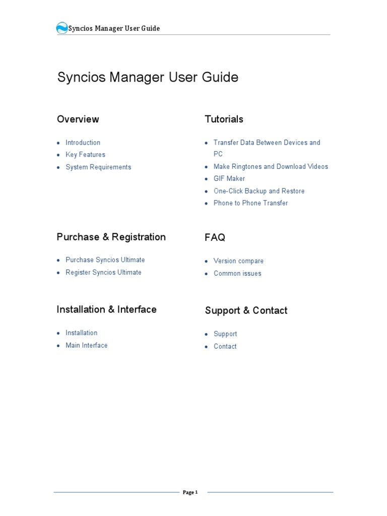 Syncios Manager User Guide Overview | PDF | I Cloud | Ios