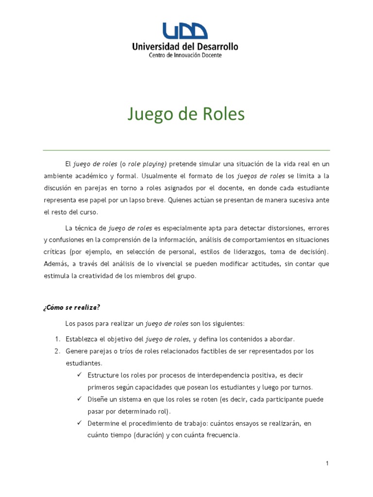 Juego de Roles PDF | PDF | Crecimiento personal y profesional