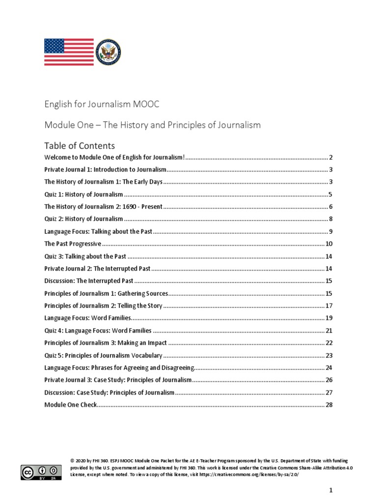 English For Journalism MOOC Module One PDF | PDF | Printing | Newspapers