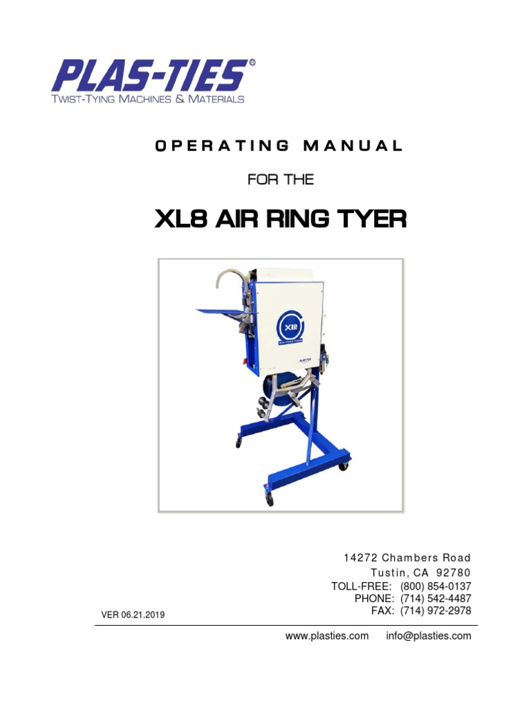 XL8 Air Ring Tyer Manual | PDF | Screw | Washer (Hardware)