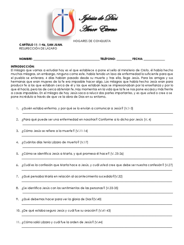 Resurección de Lázaro Lección 7 | PDF | La resurrección de Jesús | Jesús