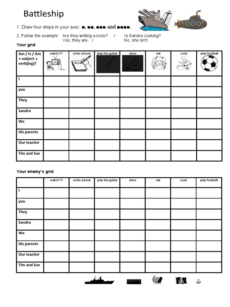 Battleship Present: 1. Draw Four Ships in Your Sea | PDF