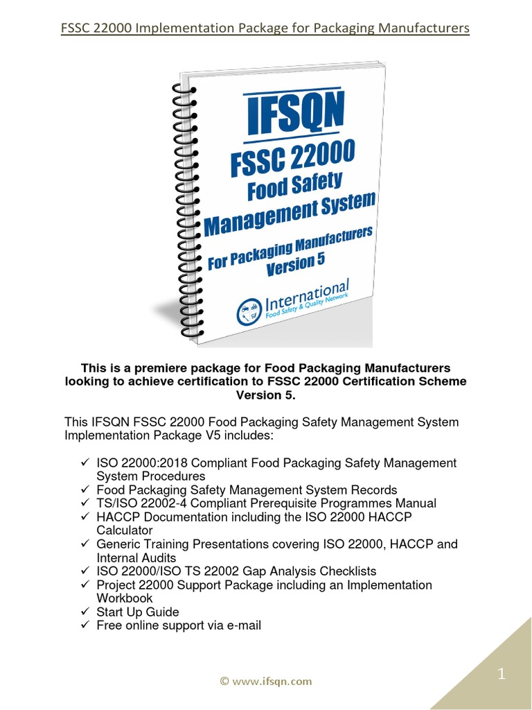 FSSC 22000 Implementation Package For Packaging Manufacturers V5 ...