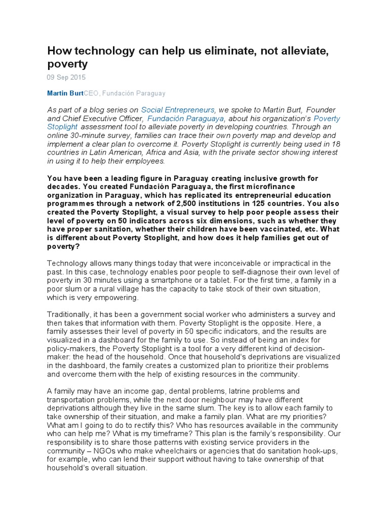 Using Technology to End Poverty | PDF | Poverty | Poverty & Homelessness