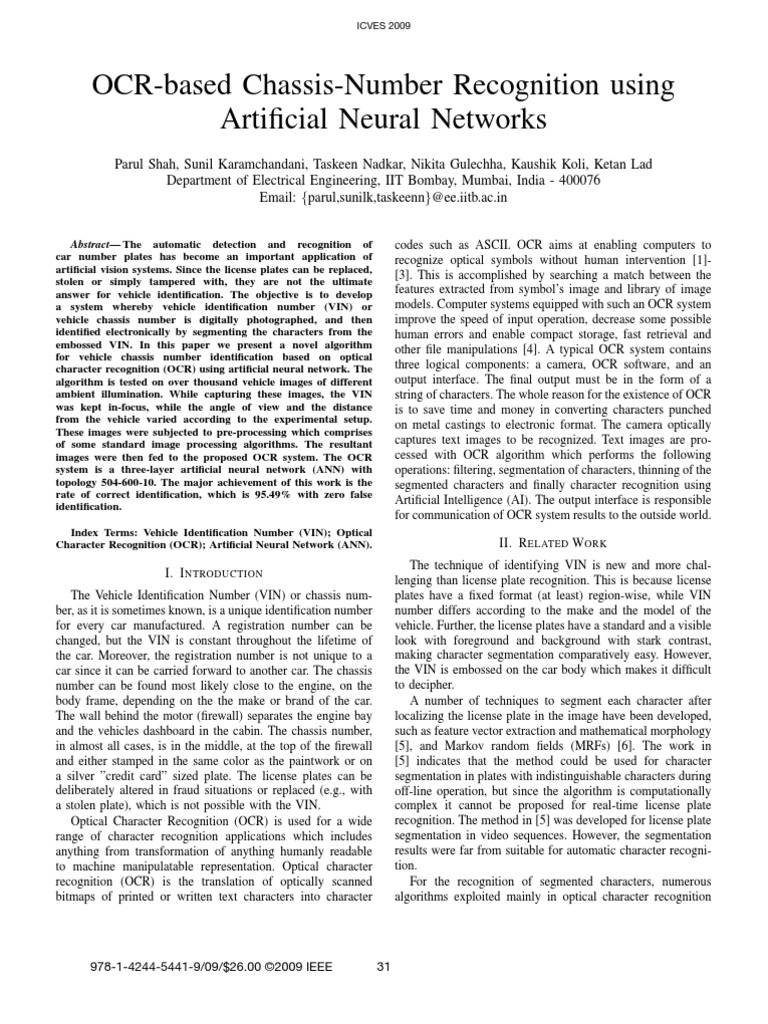 OCR-based Chassis-Number Recognition Using | PDF | Optical Character Recognition | Artificial ...